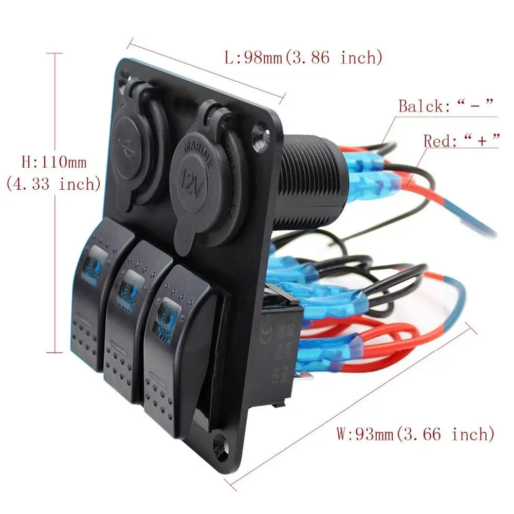 Hot Selling Combination Switch Dual Usb Port 5v 2.1a Socket + Cigarette Lighter Marine Rocker ...