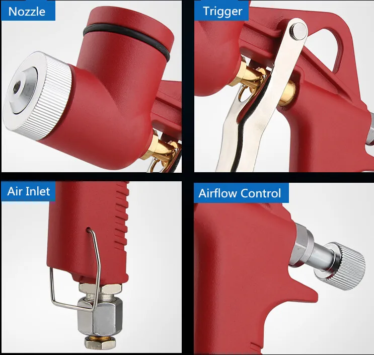 Square Gravity Feed 3 Nozzle Air Hopper Texture Spray Gun Paint Texture ...