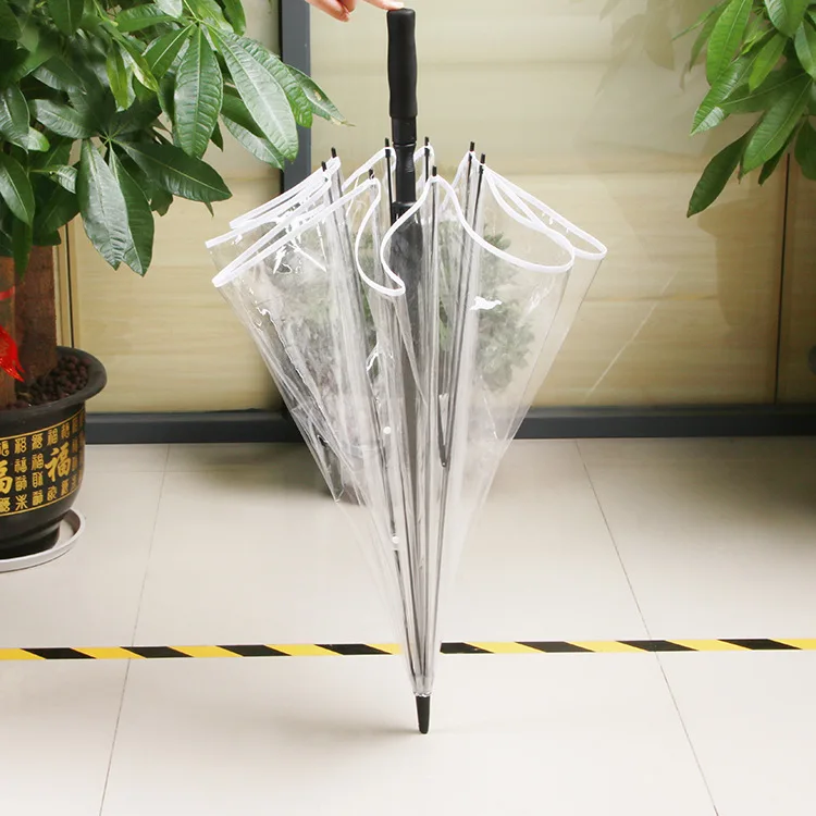 Oversized Transparent Umbrella Fiber Bone Pvc Long Handle Golf Straight ...