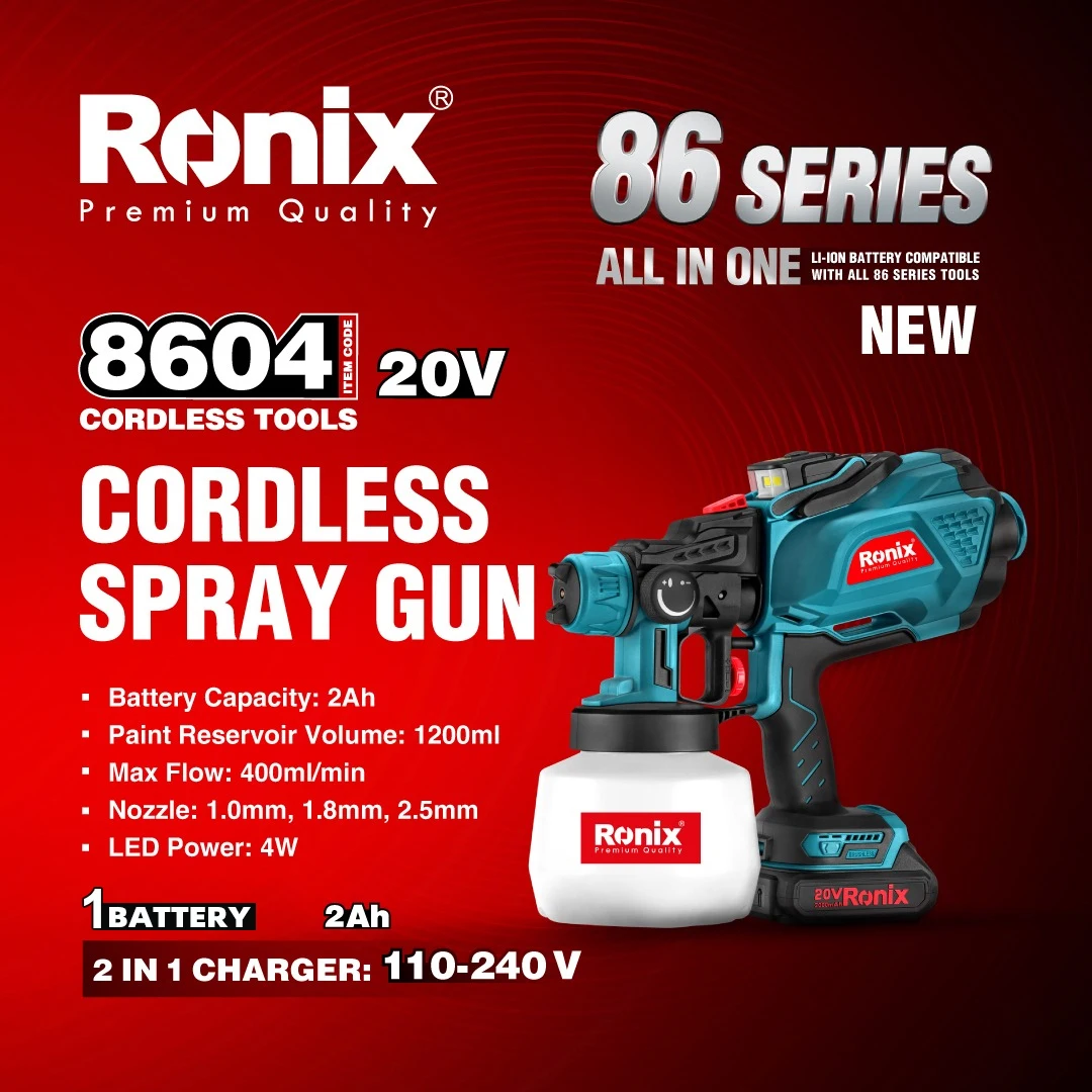 Ronix 8604 Airless Paint Sprayer 20v Li-ion Battery Electric Portable ...