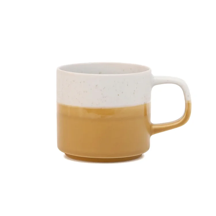 Handle Shape Customized Stoneware Dipped Colorful 12oz Stackable Mug ...