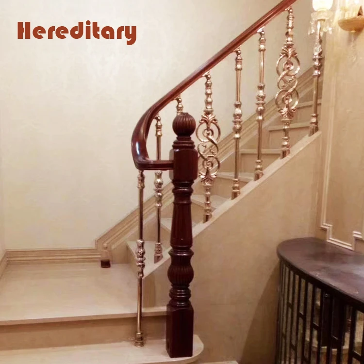 K Gold Cast Aluminum Indoor Railings for Luxury Staircases