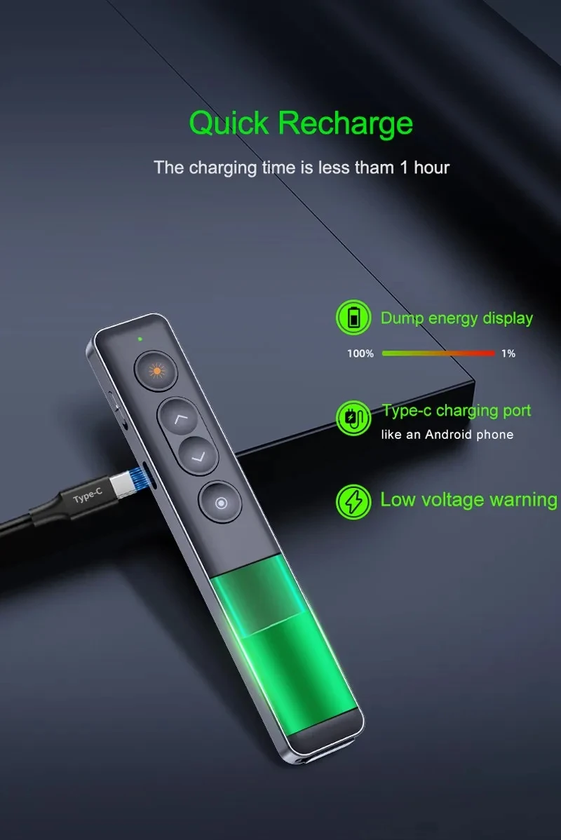 Double Laser Pointer Pen H90S Wireless Presenter Green Red Laser ...