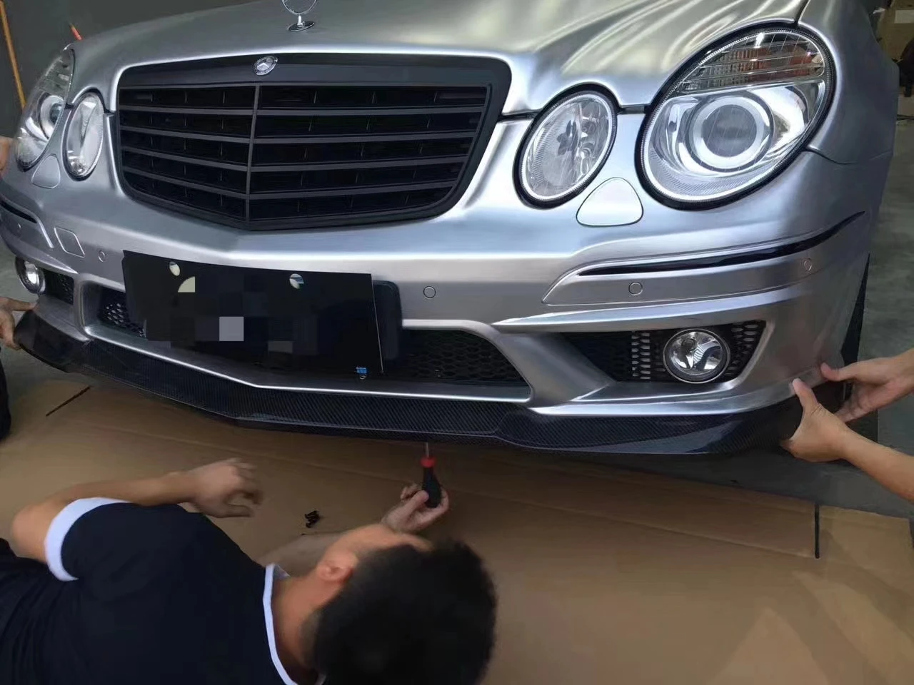 Carbon Front Bumper Lip for E Class W211 E63 AMG Sedan