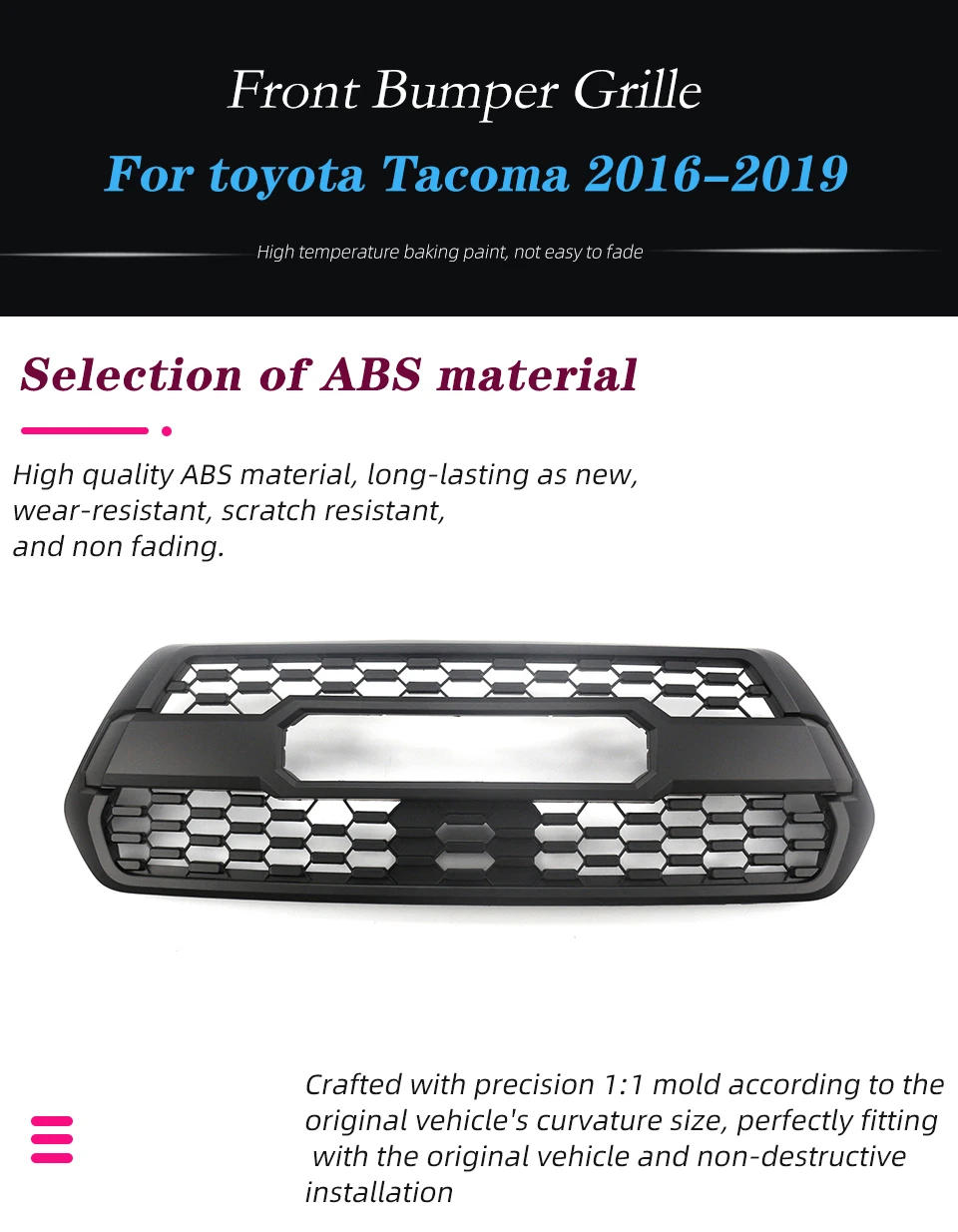 Toyota Tacoma Grill - High-Quality ABS Mesh Bumper Grille