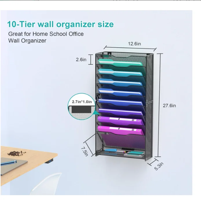 Metal Assemble Wall File Organizer 10 Tiers Letter Mail Magazine ...