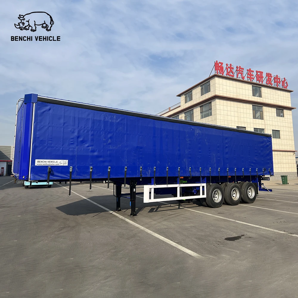 3 Axle Four Side Open Side Curtain Semi Trailer - Buy Side Curtain ...
