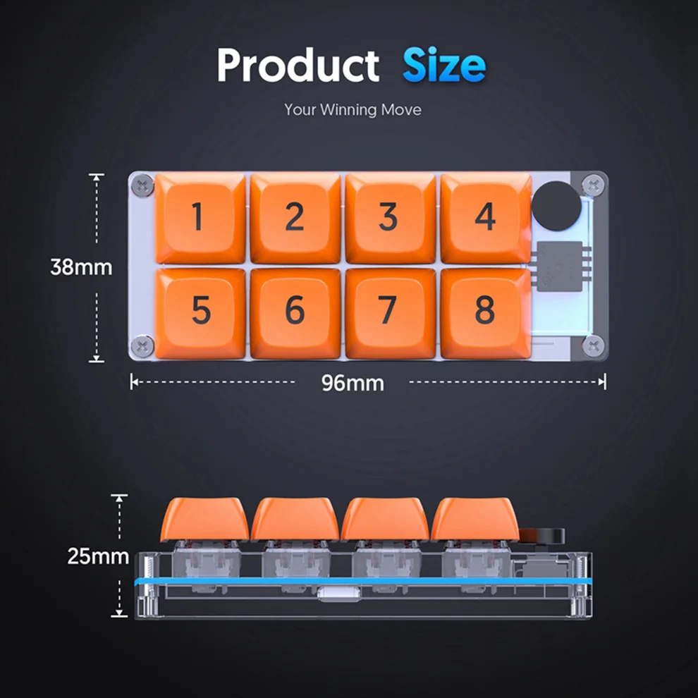 Usb-c Wired Mechanical Gaming Keyboard 8keys Mini Keypad 4 Color Rgb ...