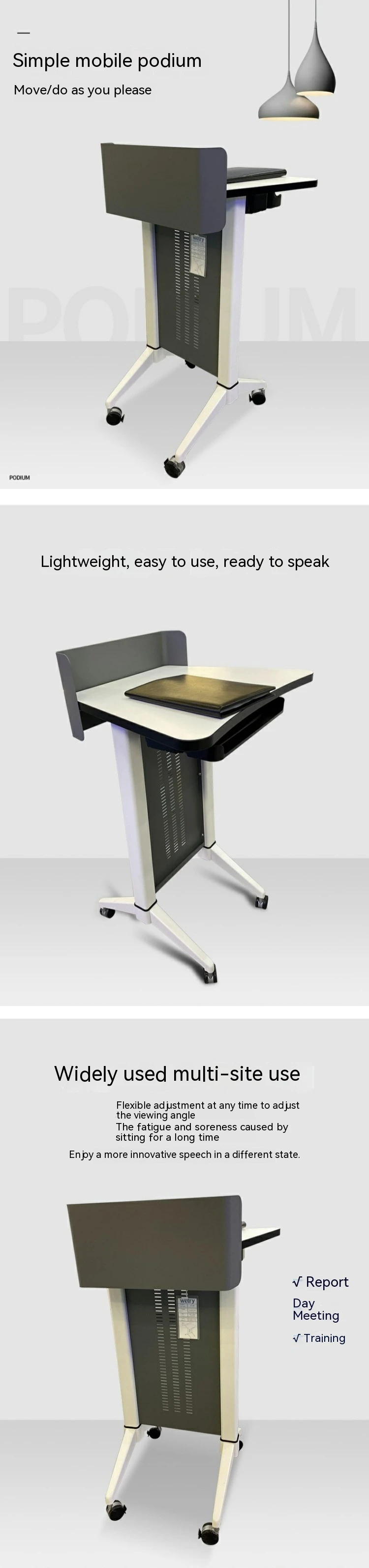Modern Design Mobile Classroom Lectern Stand Church Speech Podium for ...