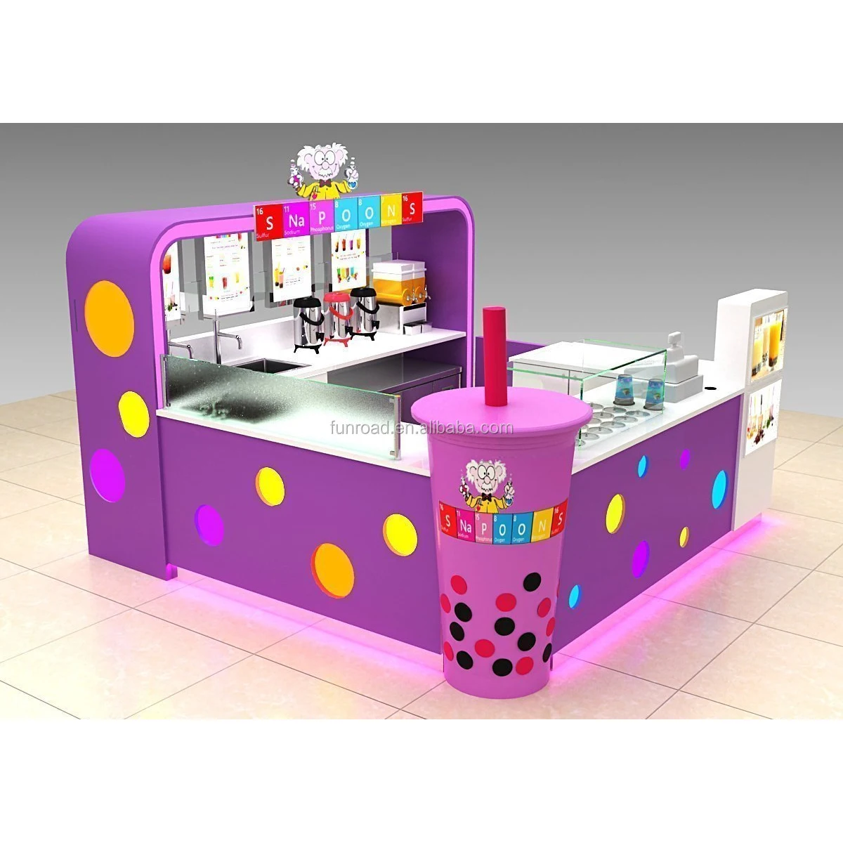 Custom Bubble Tea Kiosk Ice Cream And Sweet Bar Design Shopping Mall ...