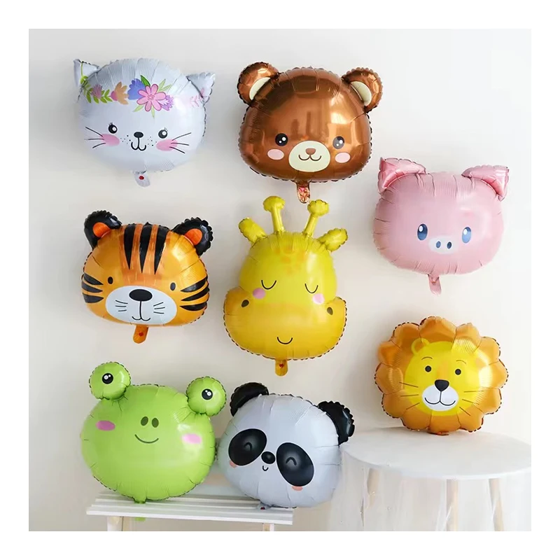 Safari Animal Head Balloon Panda Giraffe Shaped Birthday Party Supplies ...