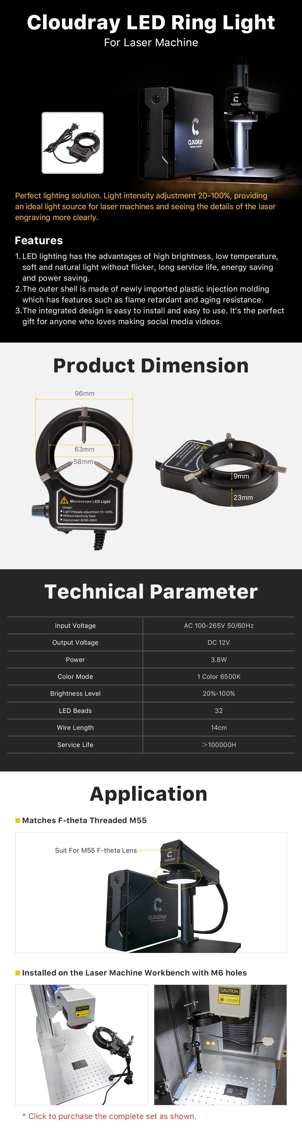 Cloudray LED Ring Light Set for Laser Marking Machine| Alibaba.com