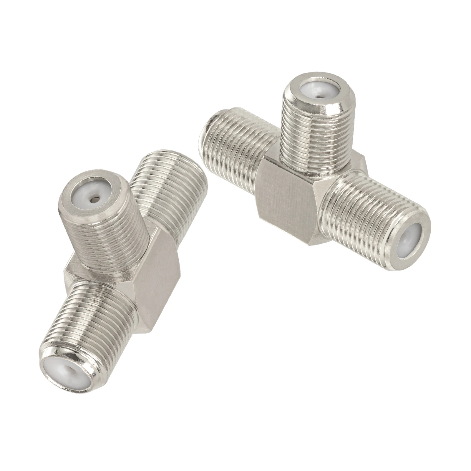 2PCS F Type Splitter 3 Way Connector F Female to Dual F Female Coaxial ...