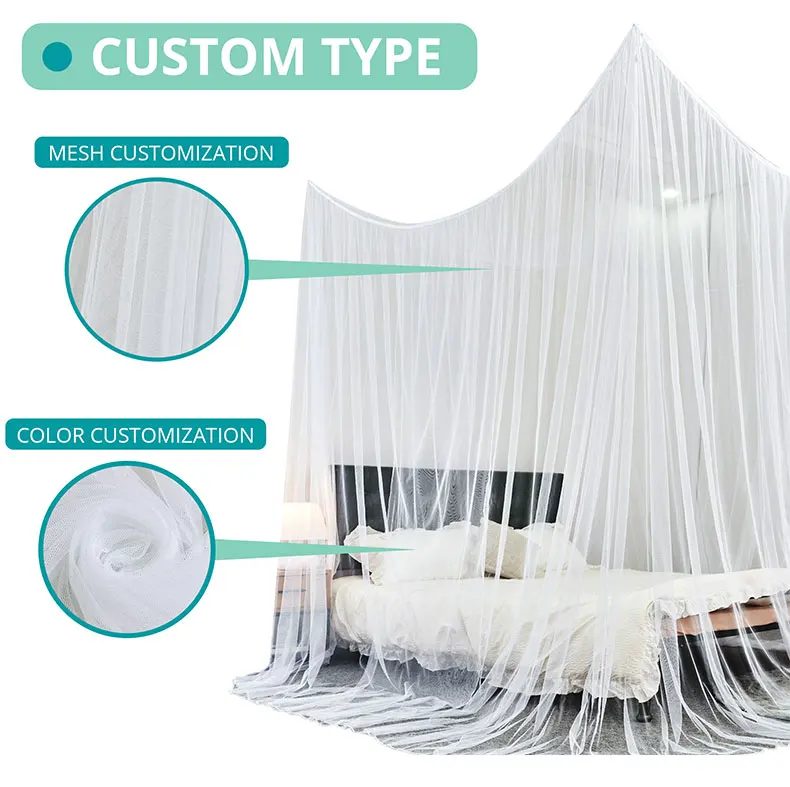 White Square Foldable Polyester Mosquito Net - King Size