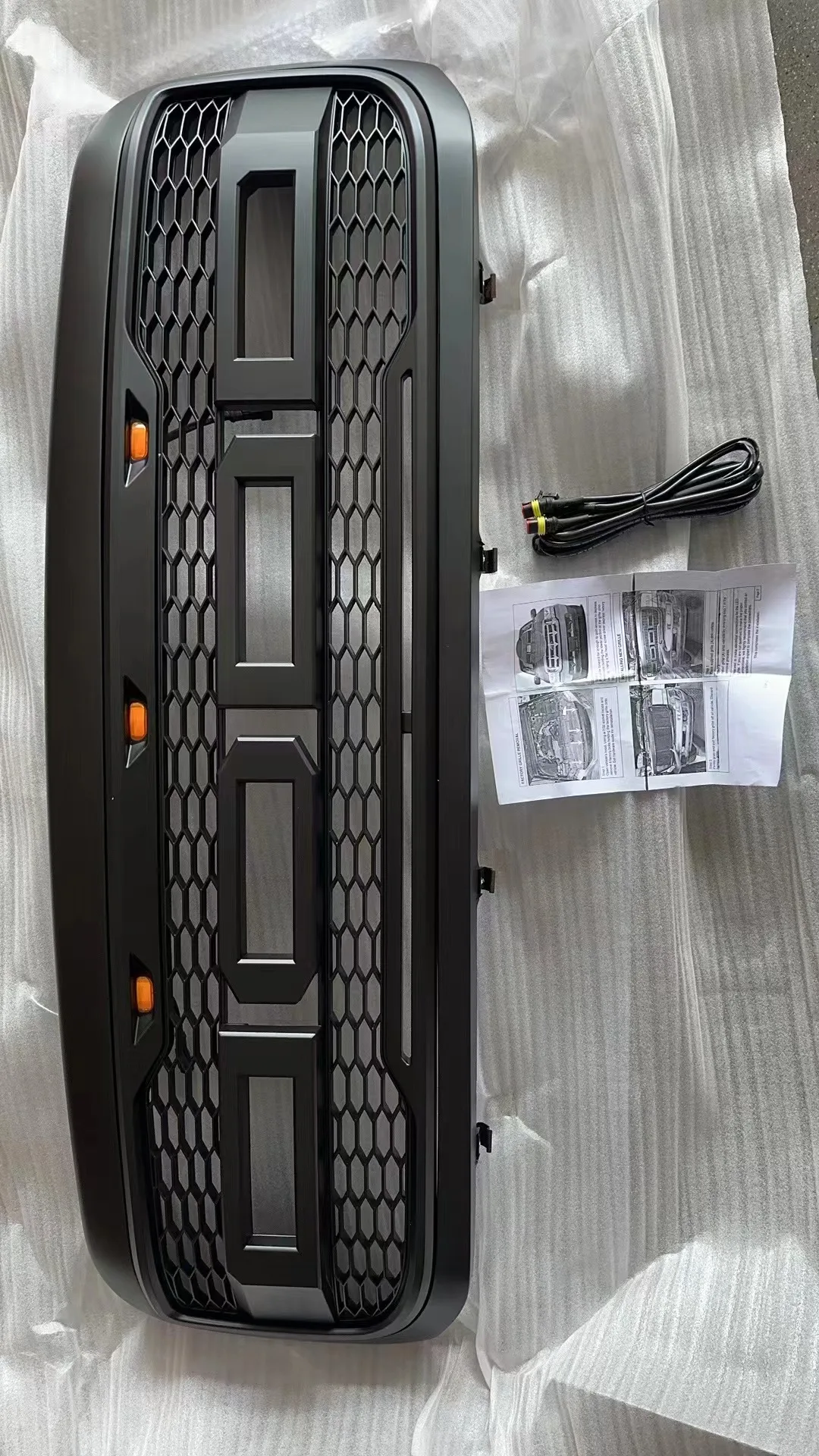 Super Duty Raptor Grill With Amber Led Lights Matte Black For Ford F250 ...