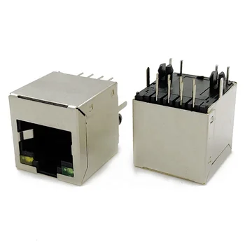 5224 Vertical Rj45 Jack Ethernet Modular Connectors Female 8p8c Pcb Ground Tab Top-entry Rj45 ...