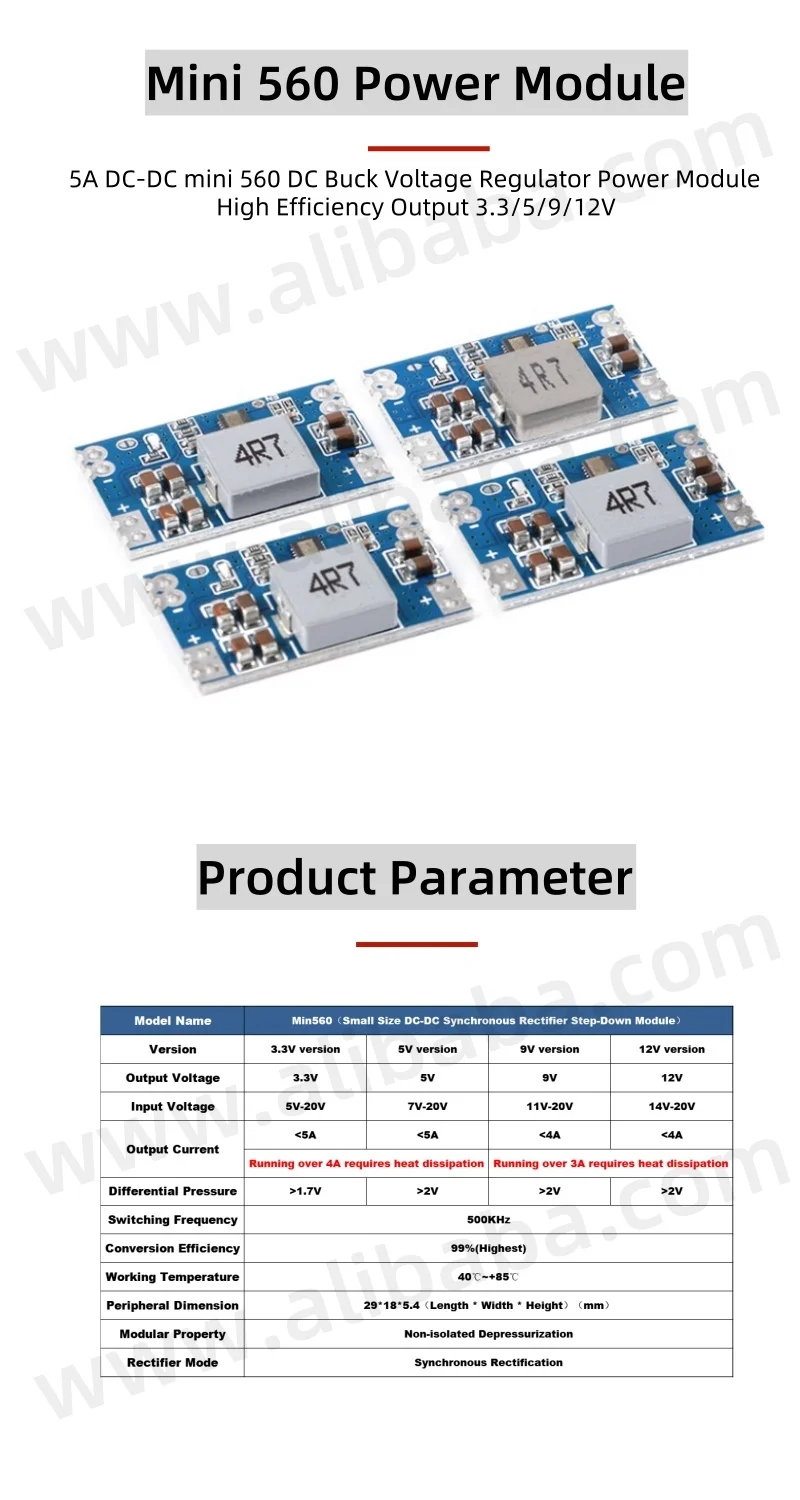 5a Dc-dc Mini560 Step-down Voltage Regulator Power Supply Module 3.3v/5v/9v/12v Output - Buy ...