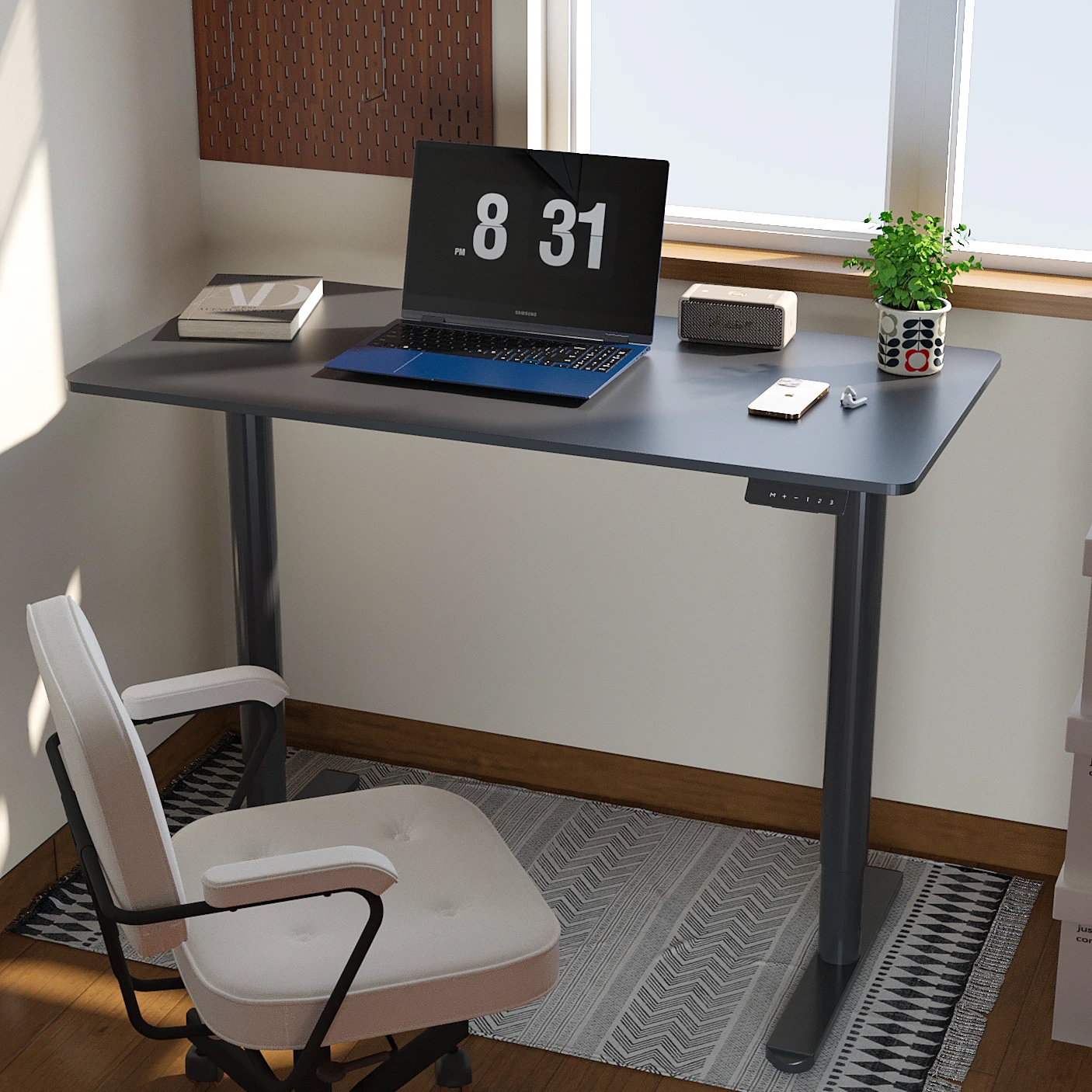 V-mounts Ergofusion Electric Dual Motors Up Down Office Desk With Round ...