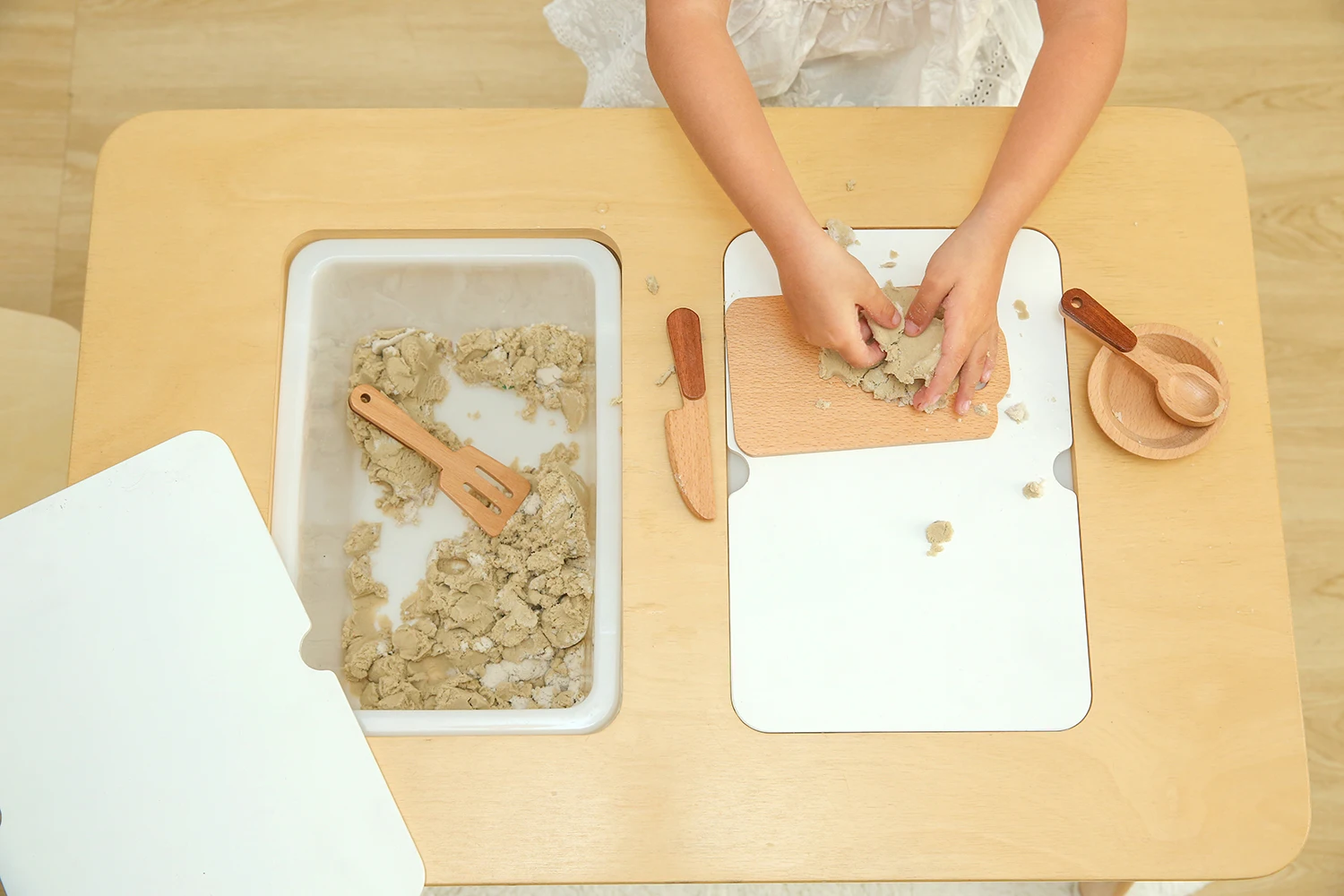 Modern Montessory Wood Sensory Table With Storage For Kids Baby ...