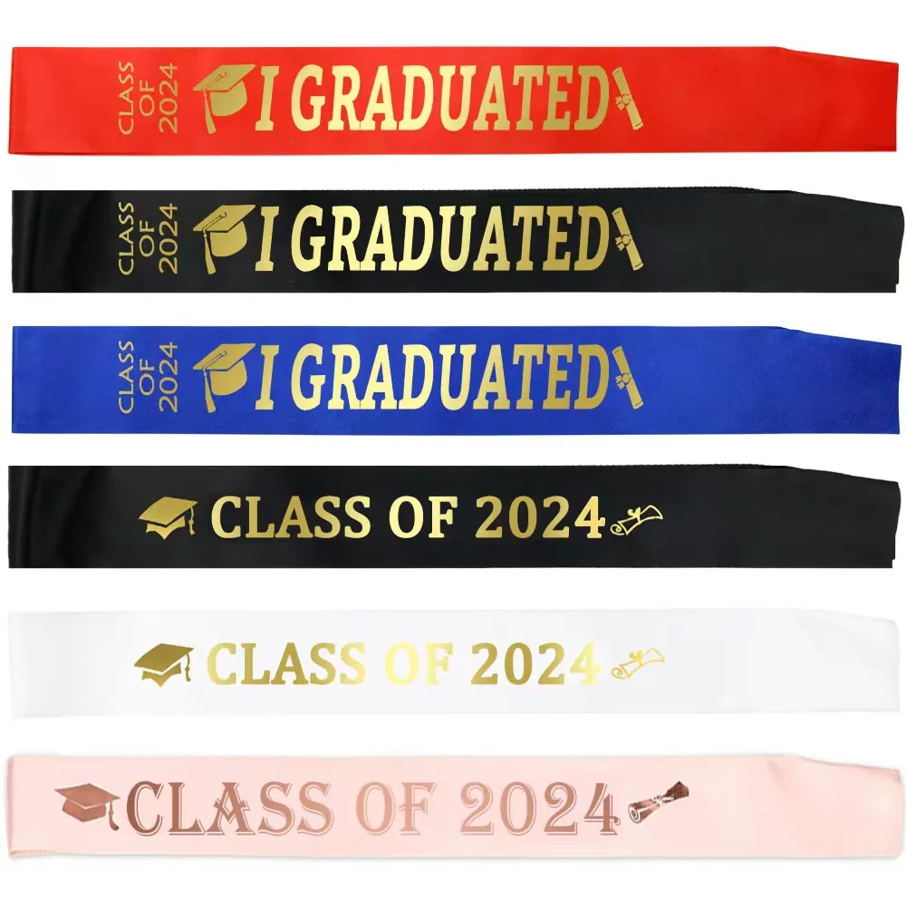 Graduation Sash Satin Sashes Letter Congratulation Class of 2024 I ...