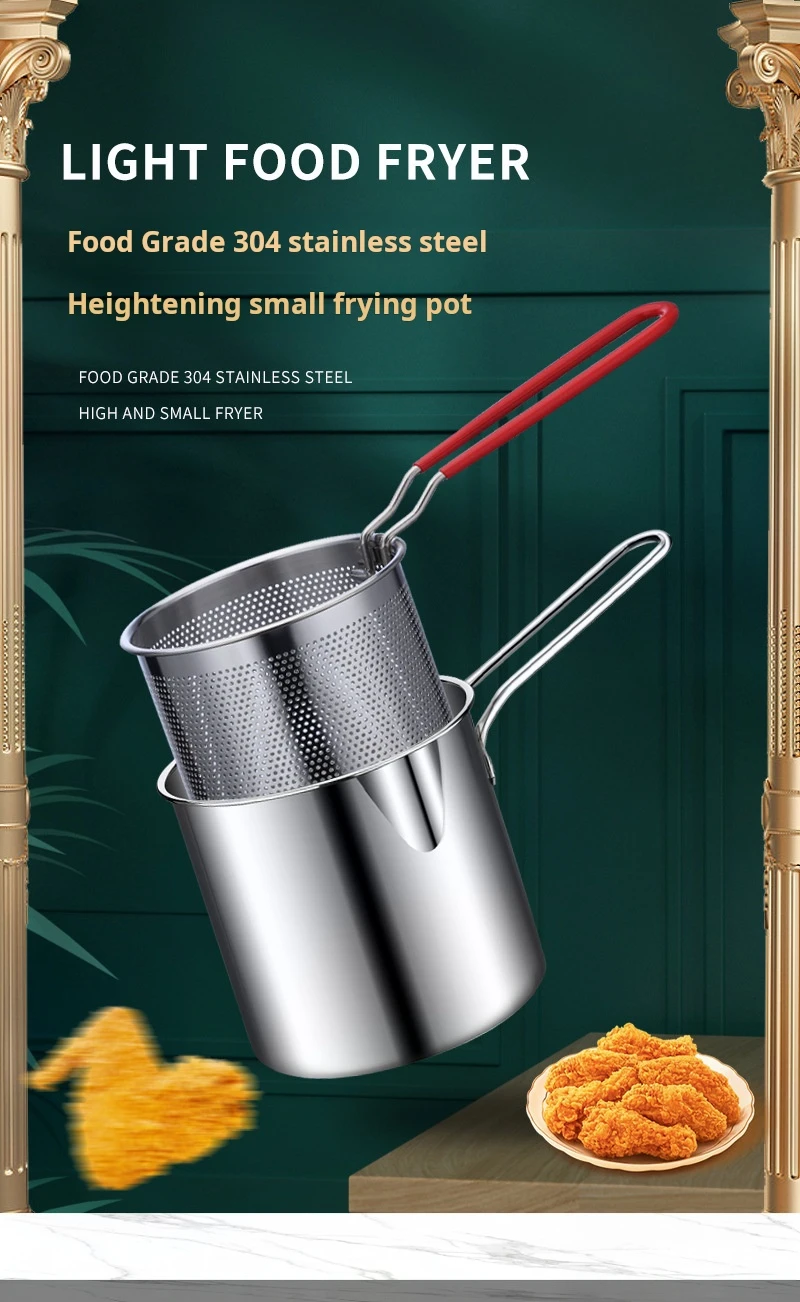 304 Stainless Steel Multifunctional Deep Fryer Household Tempura Fryer ...