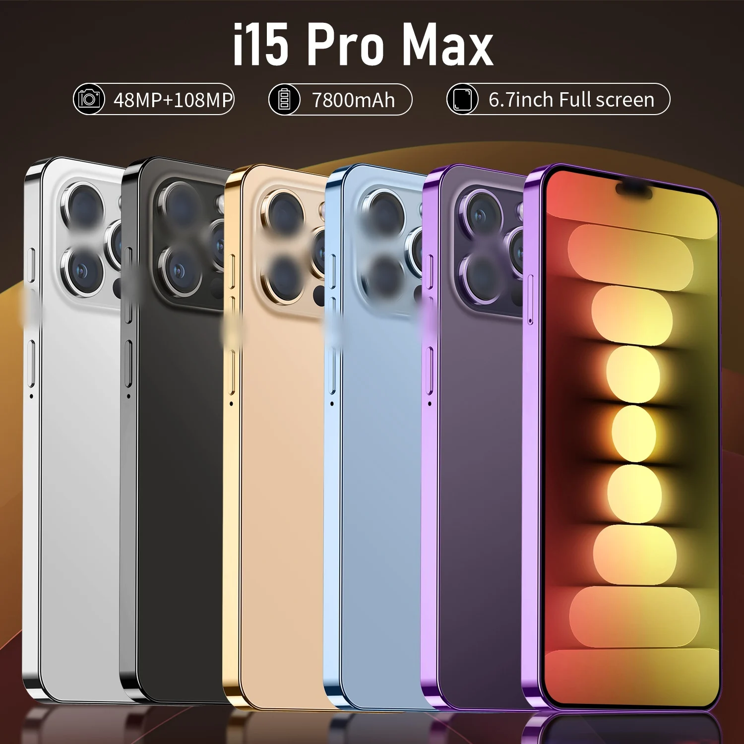 Free Shipping Phone I15 Pro Max 8gb+256gb 6.7 Inch Full Display Android ...