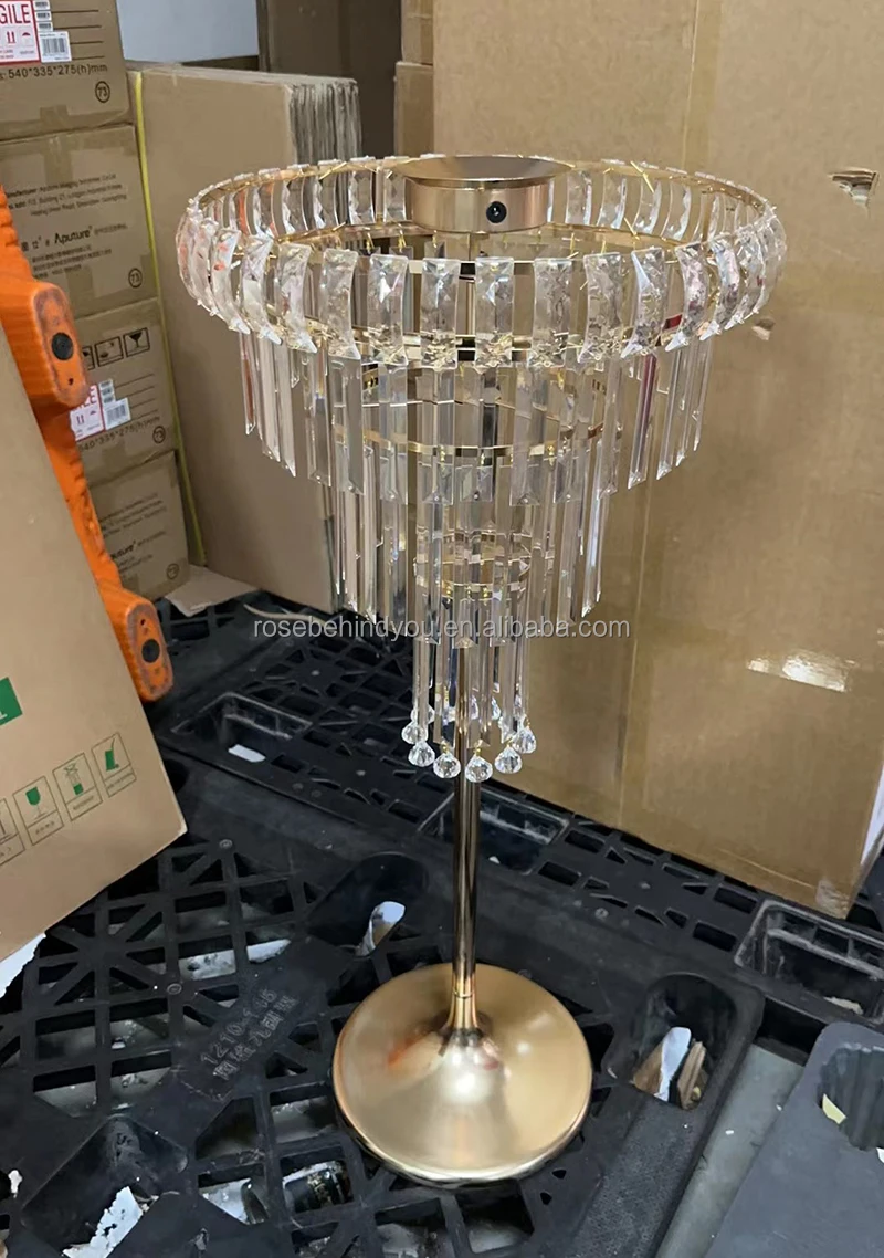 Wedding Centerpieces Table Decorations Lights - Gold Crystal Flower Stand