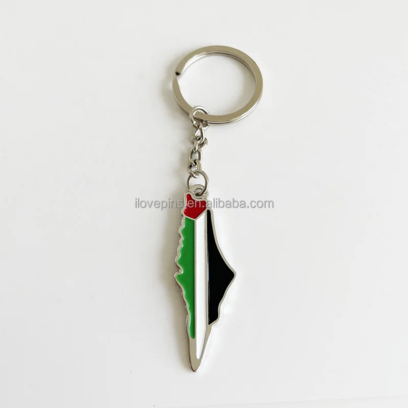 Palestine Map Flag Key Chain Nickle Plating Soft Enamel Finish Stamping ...
