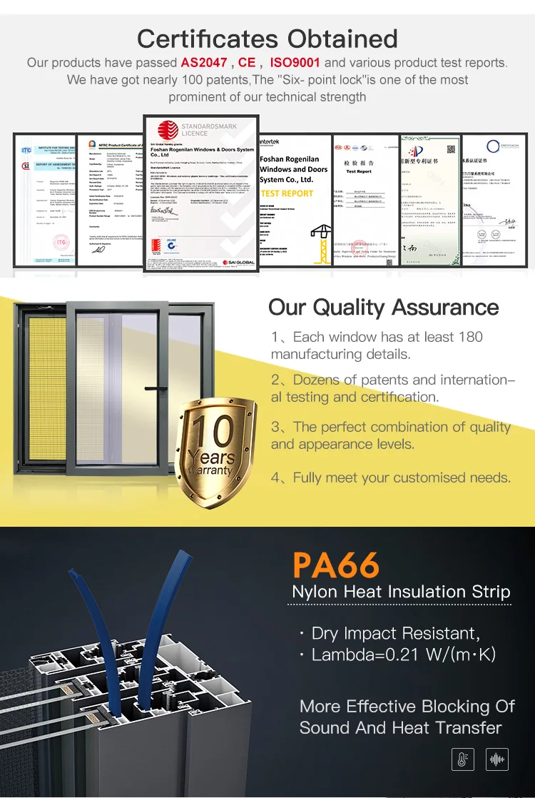 Thermal Break Aluminum Drifting Windows Double Glazing French Window ...
