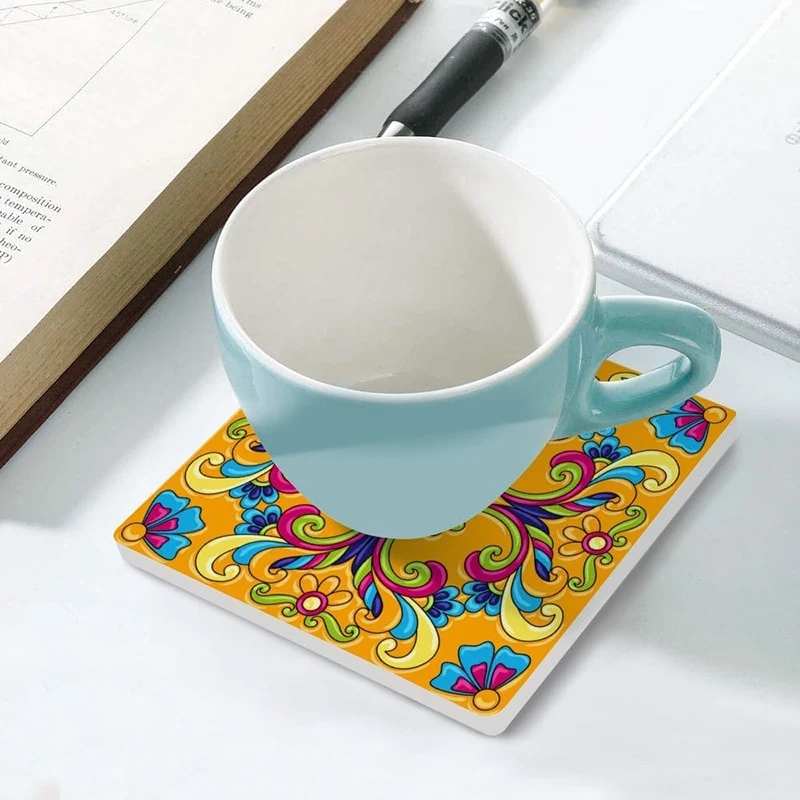 Mexican Talavera Ceramic Tile Coasters - Eco-Friendly & Stylish