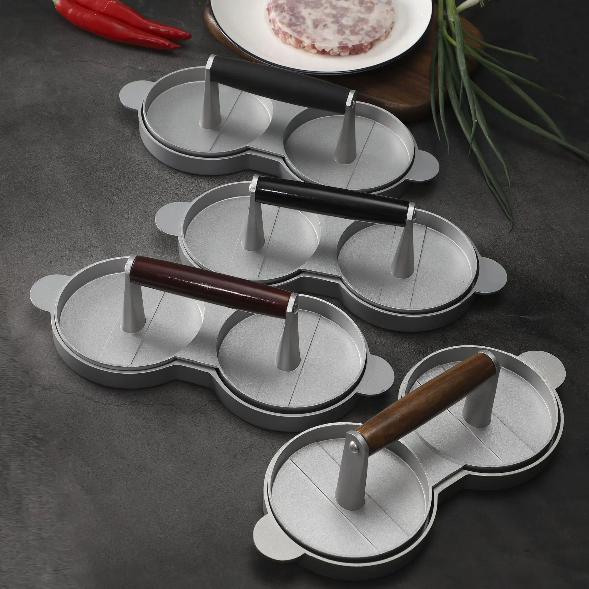 Bbq Tools Manual Stuffed Meat Mold Double Hamburger Press Patty Maker ...