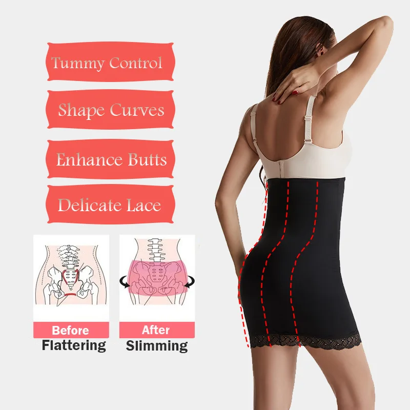 Seamless Women Solid Color Dress Abdominal Compression Shapewear Sexy ...