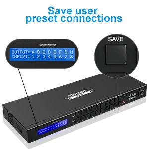 Tesmart Hdmi 8x8 Matrix Switch Ultra Hd 8 Ports Video Switcher Matrice ...