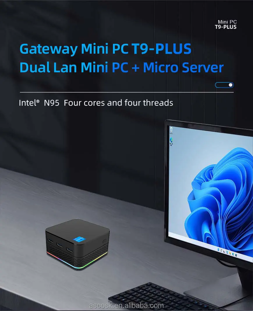 RGB Light T9 Plus Mini PC - 12th Gen N95 to N305 Power