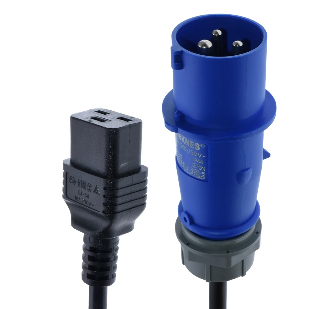 IEC60309 Industrial Plug IP44 to C19 Extension Power Cord