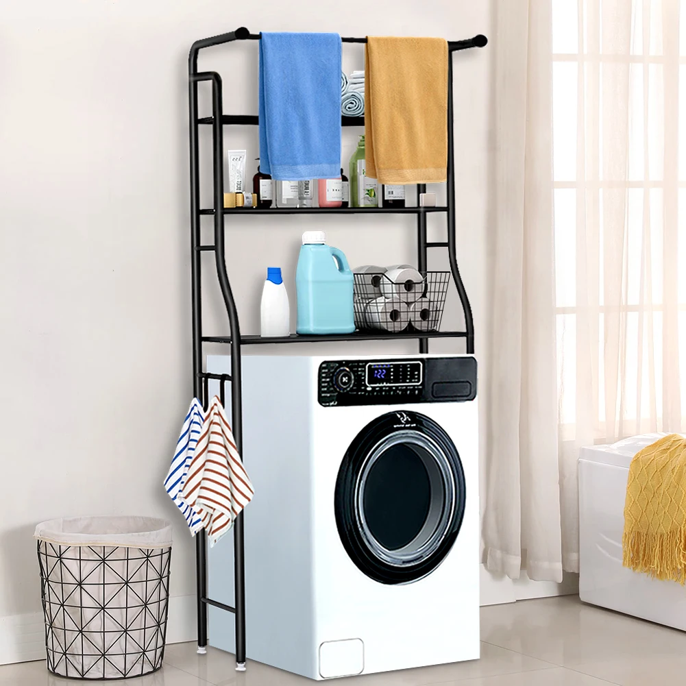 Bathroom Storage Rack Stand Washing Machine Rack Metal Corner Toilet ...