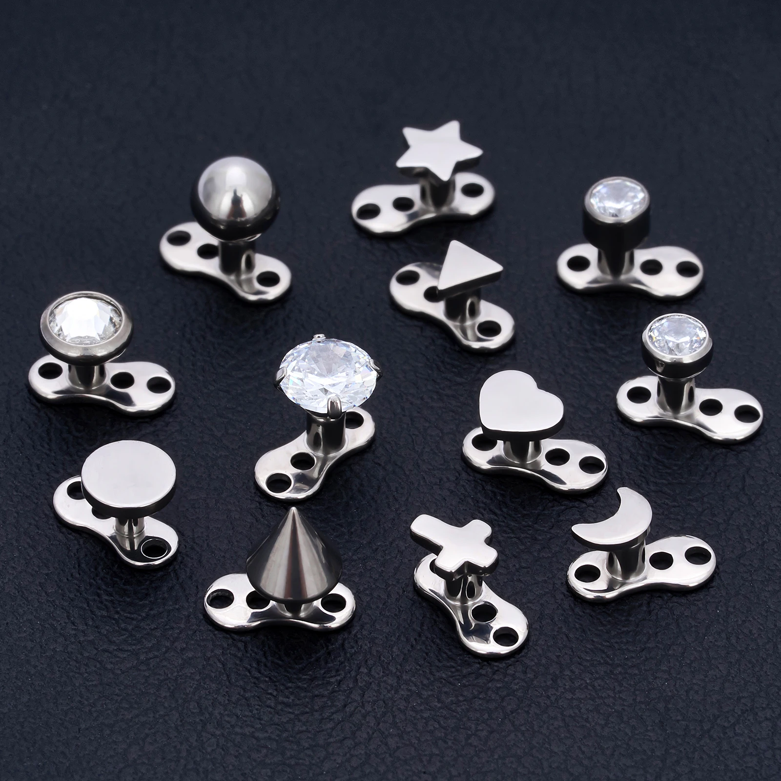 Titanium Internally Threaded Dermal Anchor With Gem Ends - Oem