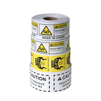 Transport Caution Heavy Warning Labels In Fluorescent Yellow With Bold ...