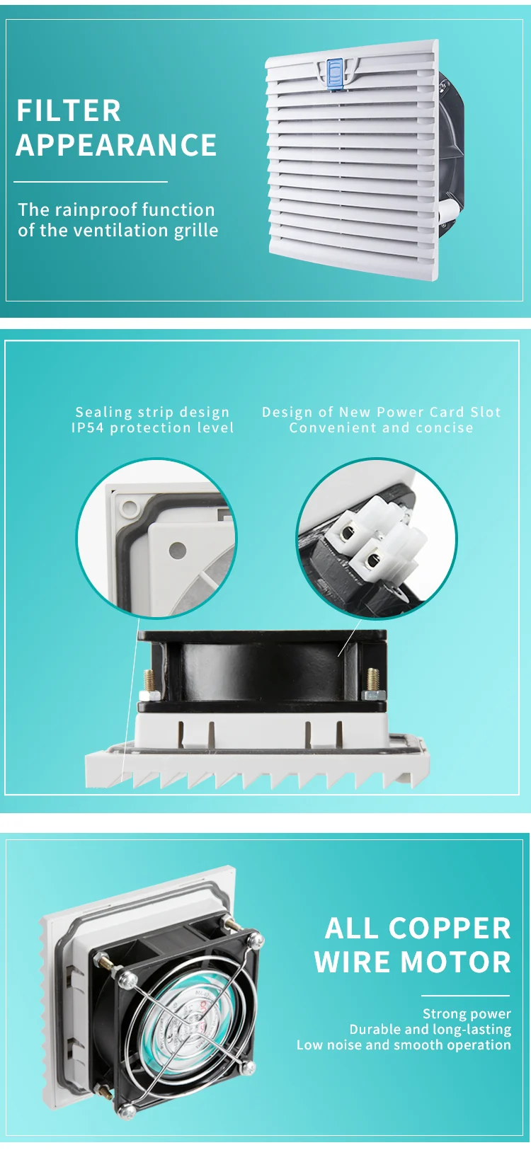 Demma Industrial Electric Cabinet Filter Fan Panel Exhaust Air ...