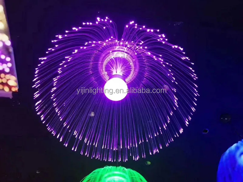 Dc24v Rgb Automatic Color Change Pmma Hanging Fiber Jellyfish Lamp For ...