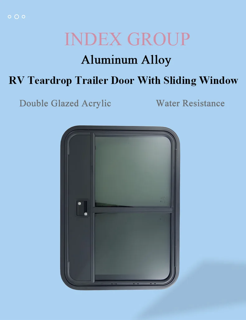 RV Teardrop Trailer Door With Sliding Window with Tempered Glass Matel ...