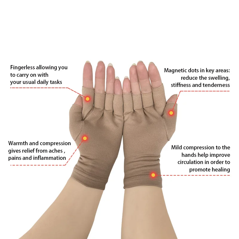 Medical Arthritis Nylon Spandex Compression Five Finger Joint Pain ...