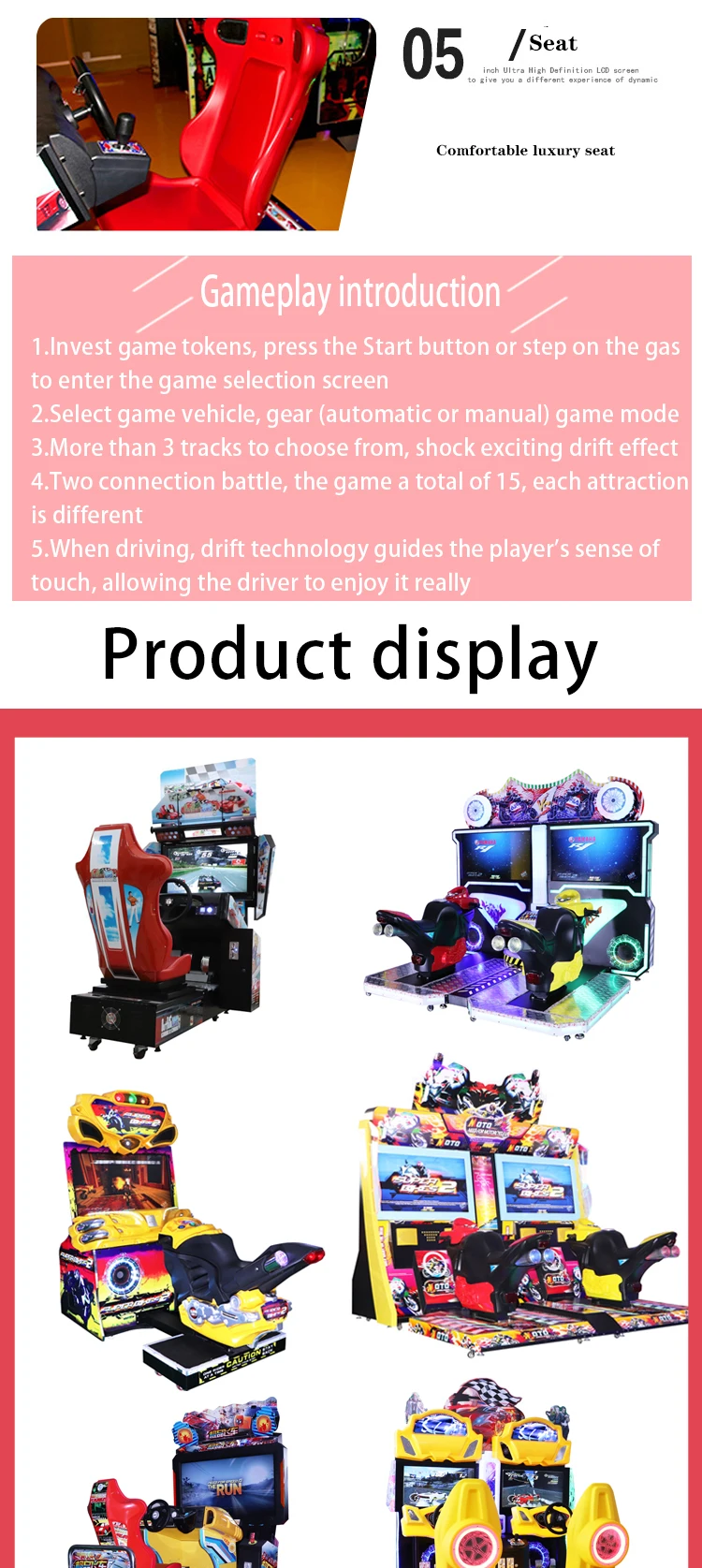 42 Inch Luxury Simulator Motorcycle Coin Operated Arcade