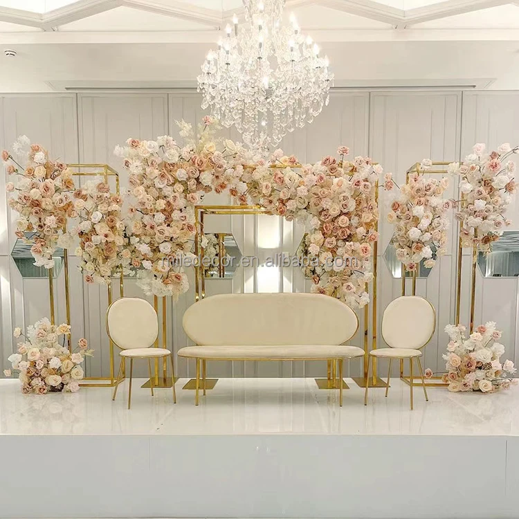 Luxury Giant Stage Metal Golden Stainless Steel Wedding Backdrop Gold ...