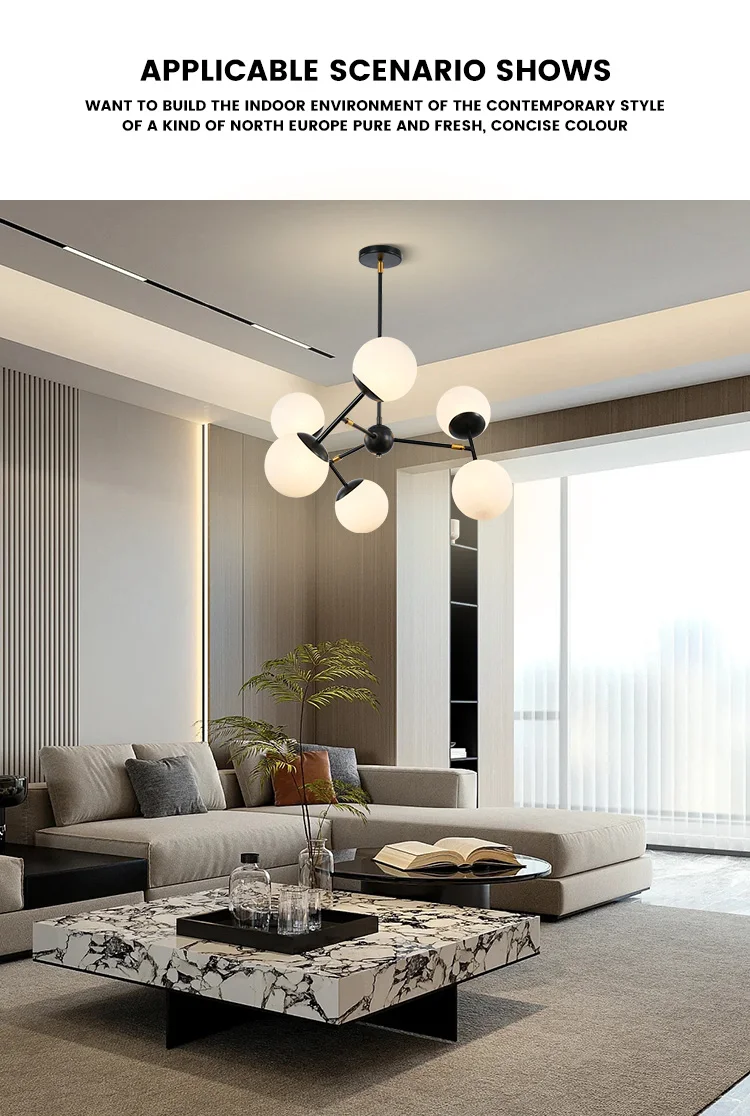 Luxury Modern Ceiling Steel Glass Hanging Chandelier Pendant Lights For ...
