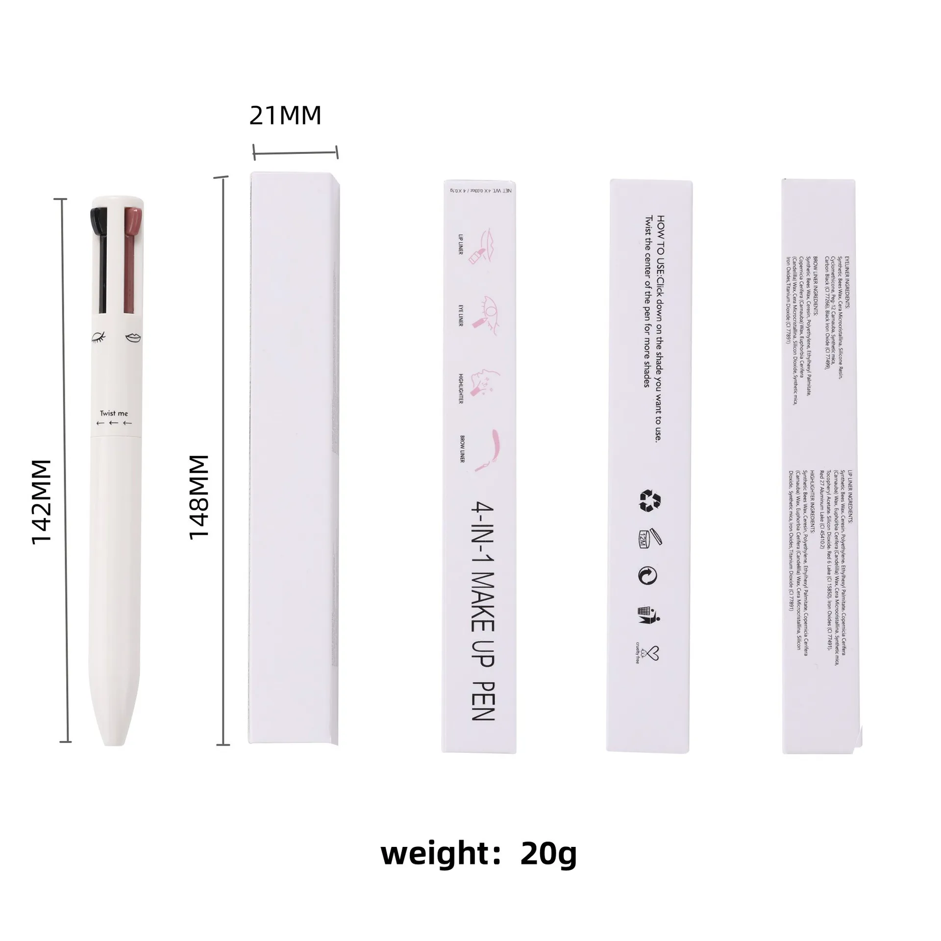 4 In 1 Makeup Pen Eyeliner Pencil Multifunctional Matte Velvet Eyebrow ...