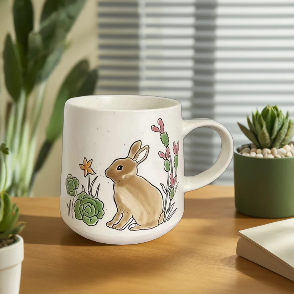 Hand Painted Easter Bunny Ceramic Cartoon Cute Rabbit Anime Coffee Milk ...