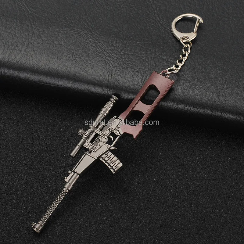 Fashion Metal Eat Chicken Flare Gun Keychain Revolver Jewelry Key Ring ...