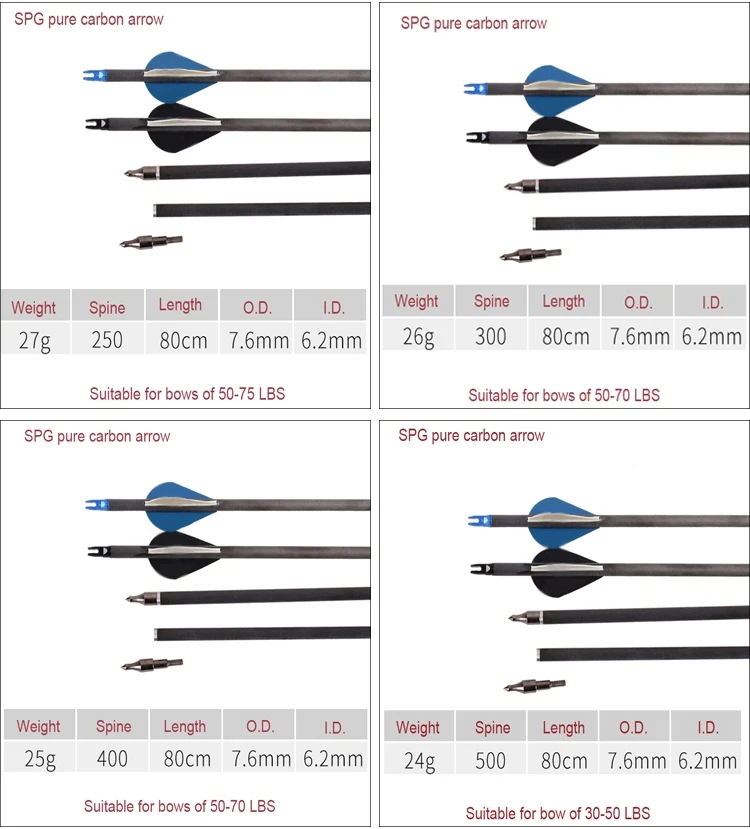 SPG Archery Professional Hunting Recurve Bow & Arrow Shafts - Durable ...