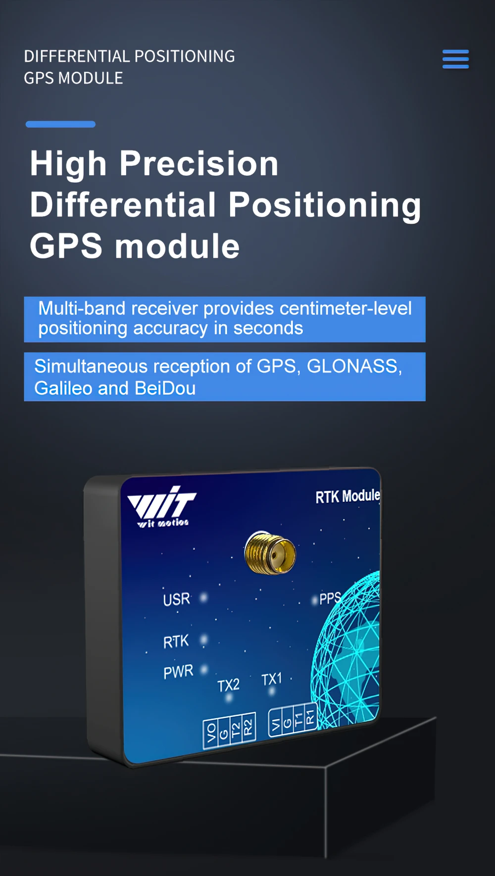 WITMOTION RTK AHRS Sensor - Precision GPS for Navigation